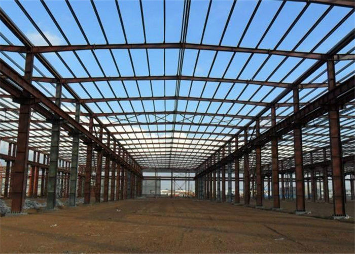 Earthquake Resistant Industrial Metal Frame Workshop With Color Steel Sheet